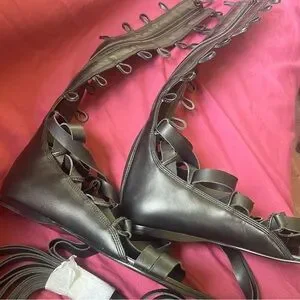 Allie | Shoes | Gladiators Versatile Black Leather Lace Up Boots | Poshmark